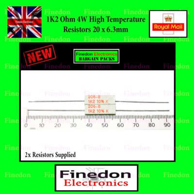 2x 1K2 R 4W High Temperature High Voltage Resistor 20x6.3mm Axial ...