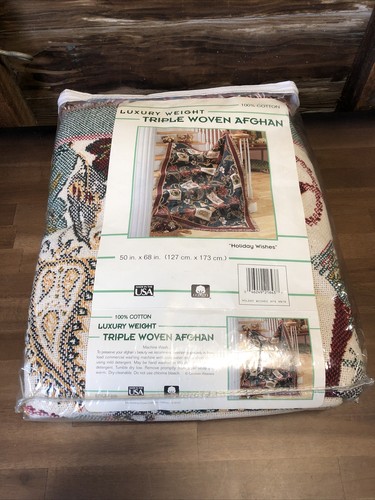 Goodwin Weavers The Study Triple Woven Afghan Blanket Throw 100% Cotton ...