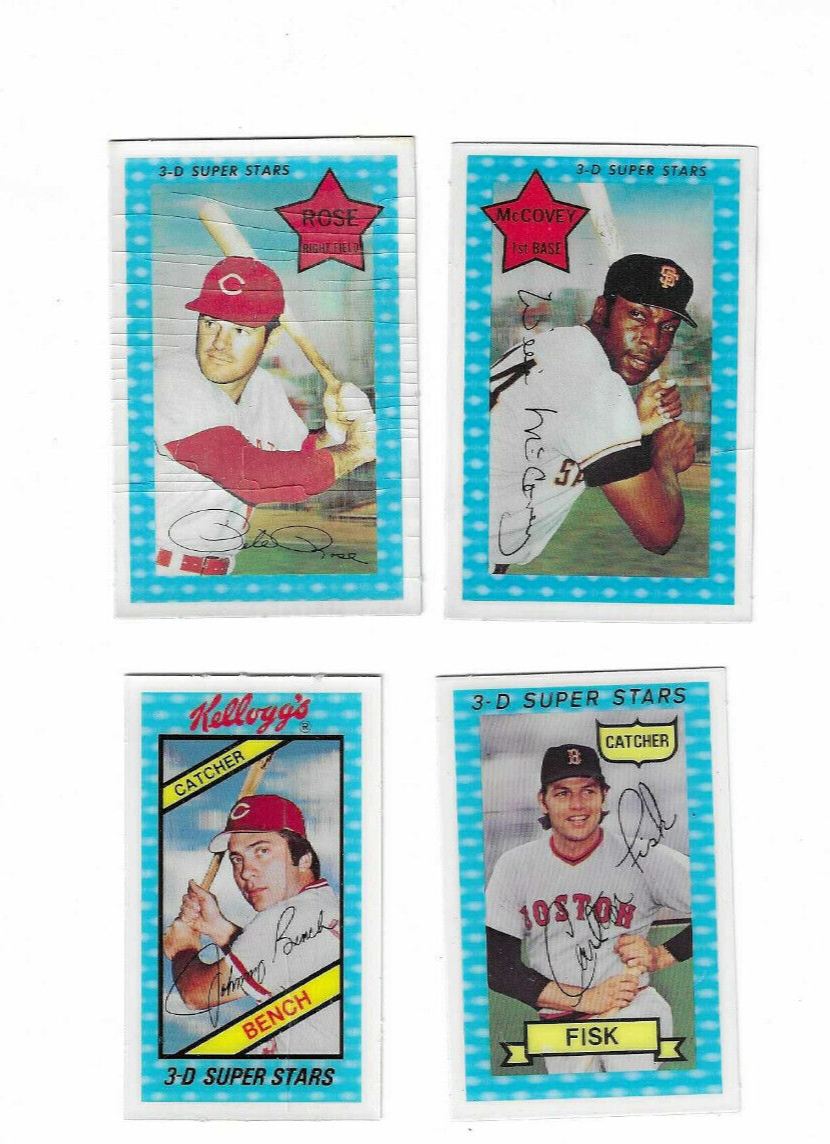 PETE ROSE JOHNNY BENCH WILLIE McCOVEY FISK 3-D SUPER STARS LOT OF 4 ...