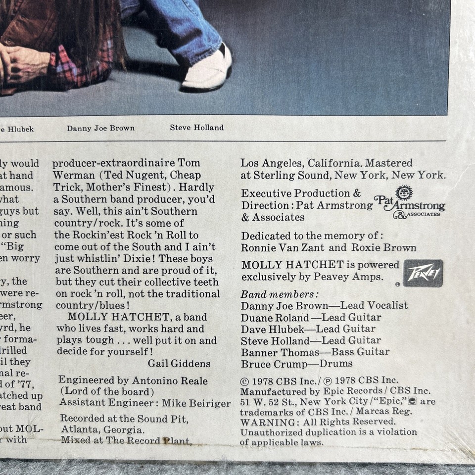 Molly Hatchet - “Molly Hatchet” 1978 Vinyl LP SEALED MINT, Peavey, CBS ...