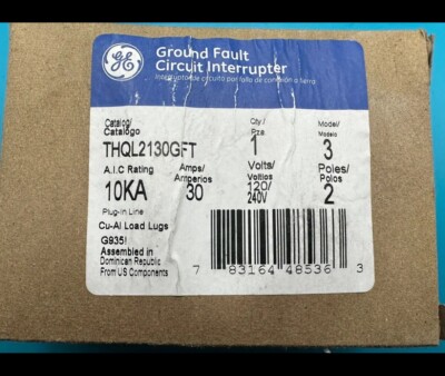 GE THQL2130GFT 30A 120/240V Self-Testing 2-Pole Gfci Plug-In Circuit ...