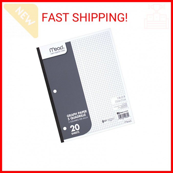 Mead Graph Paper Pad, Quadrille, 5 Squares per Inch, 11" x 8-1/2", 20 ...
