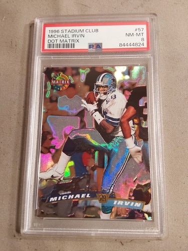 1996 Topps Stadium Club Football No 57 Michael Irvin PSA 8 Dot Matrix ...