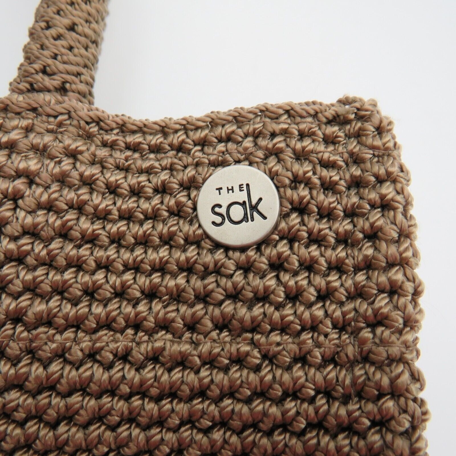 The Sak Purse Crochet Handbag Brown 9.5x6.5x4.5" Hand Bag Satchel Logo ...