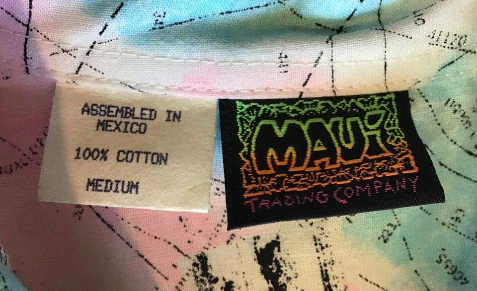 Maui Trading Company Marine Map San Diego Hawaiian Shirt, Blue & Pink ...