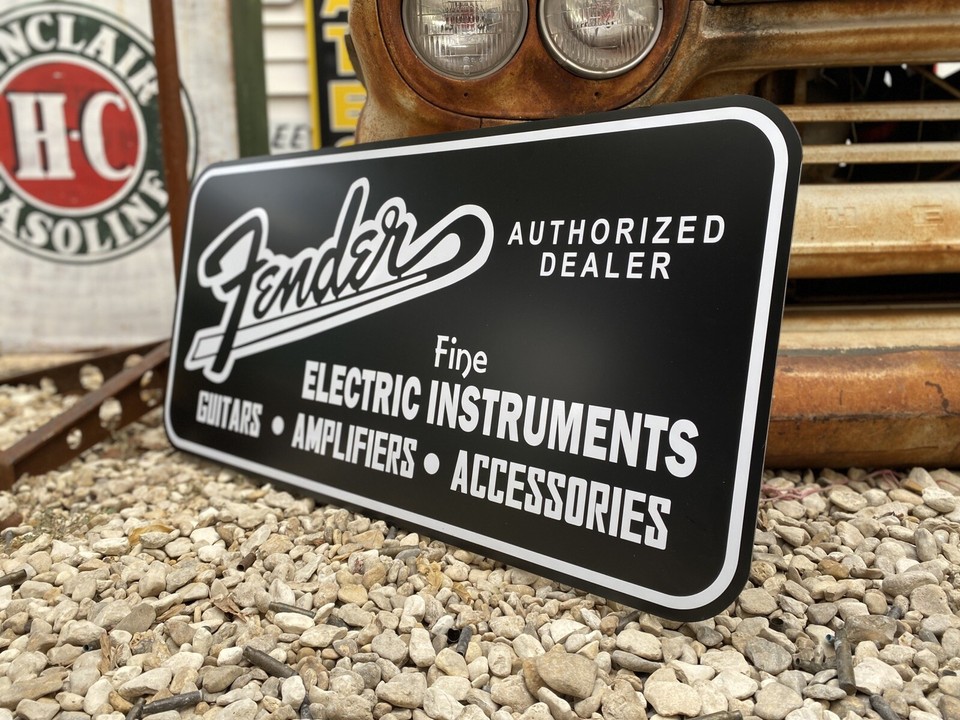 Antique Vintage Old Style Fender Guitar Sign! | eBay