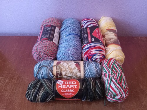 Red Heart Variegated Yarn Assortment Lot Of 7 Skeins & 14 Balls Of Yarn ...