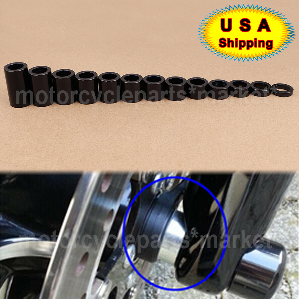 Wheel Axle Spacers Kit ID-3/4 OD-1-1/8" Black For Harley Dyna Softail ...