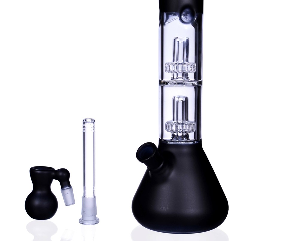 THICK 15" TALL Bong DUAL Perc w/ ASHCATCHER Glass Water Pipe COOL ...