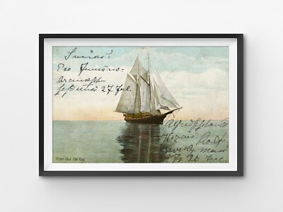 1907 Sailing Ship Postcard POSTER! (up to 24 x 36) - Antique - Vintage ...