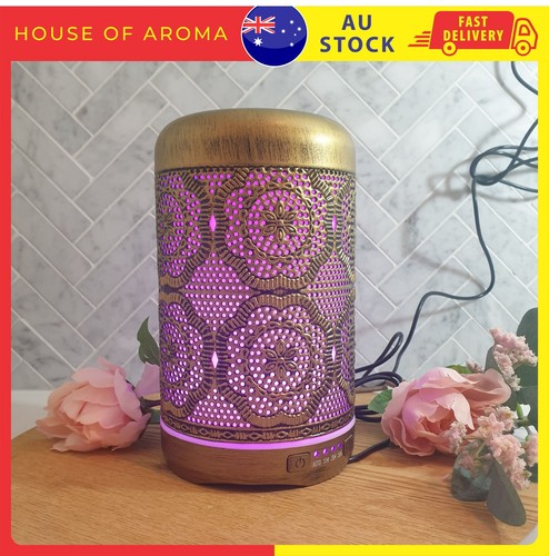 260ml Bronze Metal Electric LED Aromatherapy Diffuser Mist Humidifier ...
