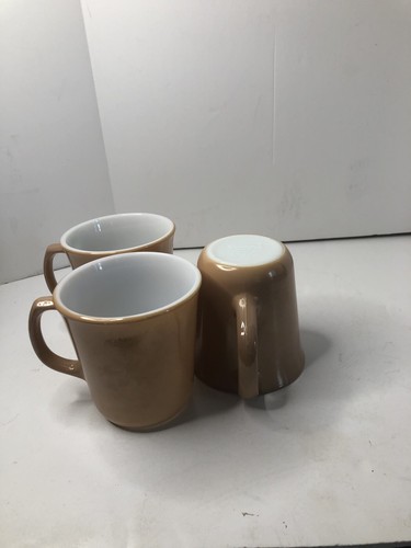 Vintage Corning Ware Almond Brown Tan Coffee Mugs Set Of 3 Cups 10 oz ...