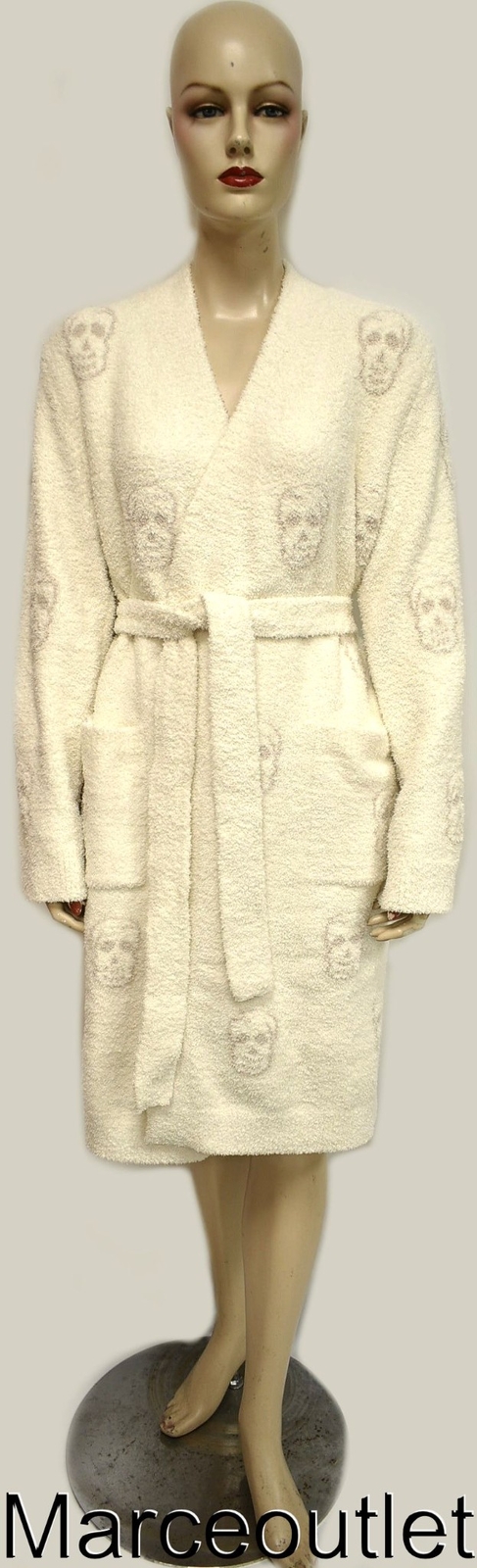 Barefoot Dreams Cozy Chic All Over Skull Robe MEDIUM Cream / Stone | eBay