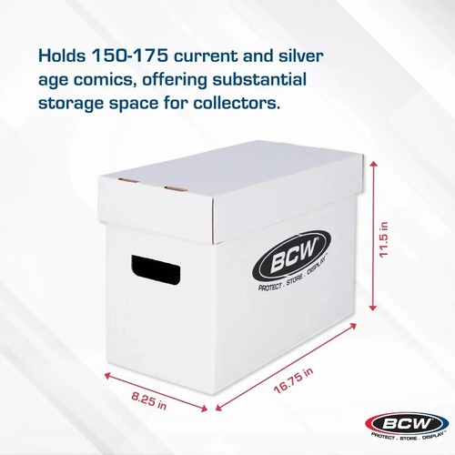 2 BCW Short Comic Book Storage Boxes Holds 150 175 Stackable Archival ...