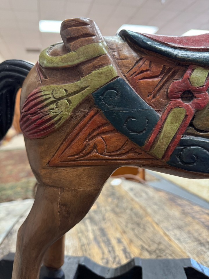 Mid 20th-Century Hand Carved & Painted Wood Decorative Floor Bow Rocker ...