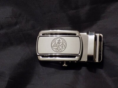Masonic Black Leather Ratchet Belt & Buckle Bodies York Rites Fits up ...