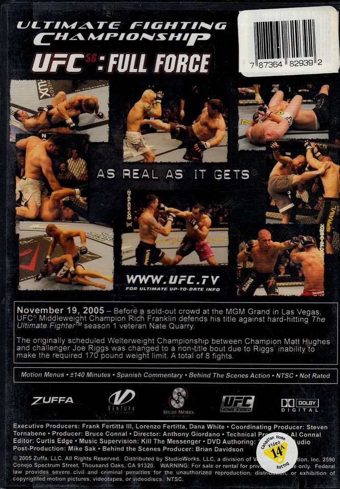 NEW DVD -UFC - Ultimate Fighting Championship, Vol. 56: FULL FORCE ...