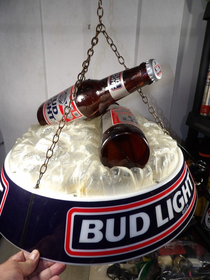 VTG 1993 Budweiser Bud Light Beer Round Hanging Table Light Lamp ...