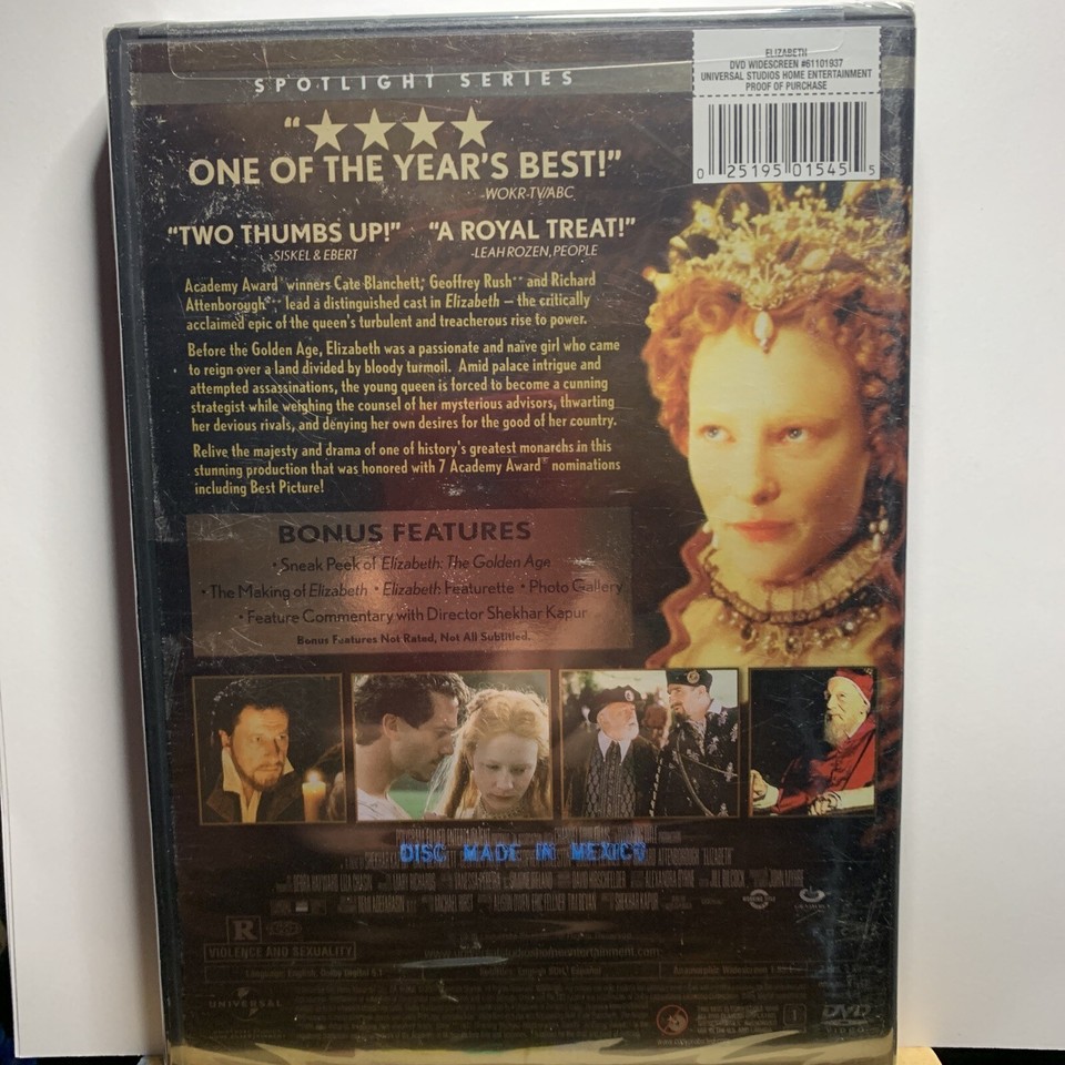 Elizabeth (DVD, 1998) 25195015455| eBay