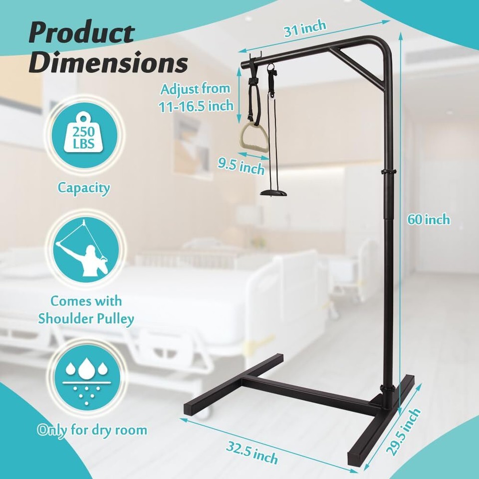 Overhead Trapeze Bar for Bed Mobility Aids Transfer Pole Stand Up ...