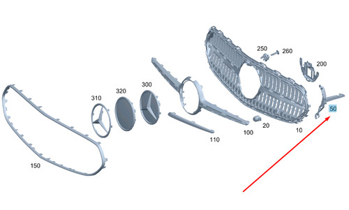 Mercedes-Benz C S206 Center Grill Right Bracket A2068886000 2024 ...