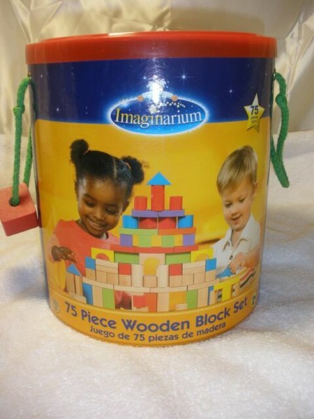 Imaginarium 75piece Wooden Block Set Building Blocks Kids With Toys and ...