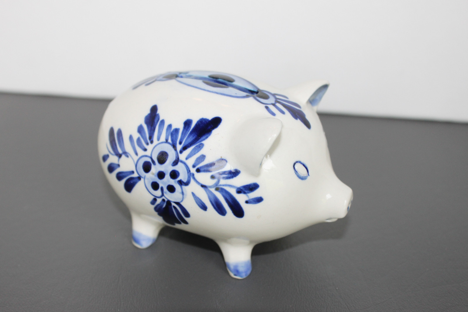 Piggy Bank- Pig, Blue & White Handpainted 2 1/2" | eBay
