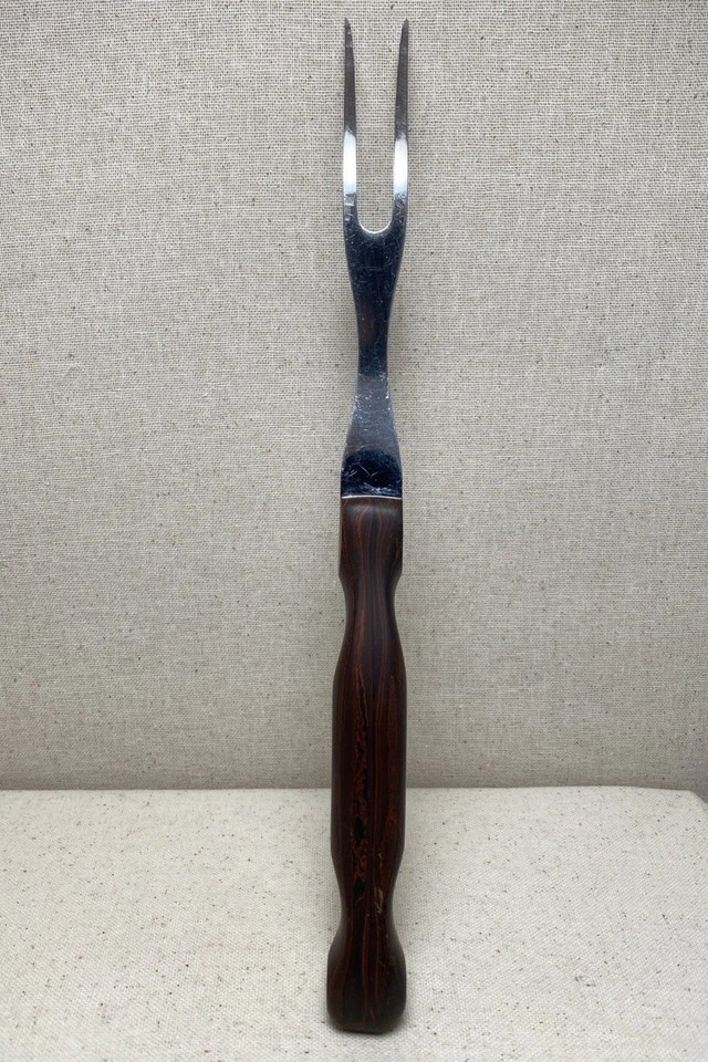 Vintage Cutco USA #1026 Turning Serving Fork Brown Handle 2 Tine Granny ...