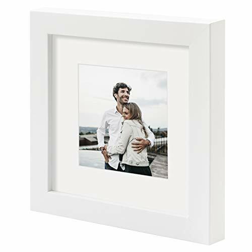 Set of 4 6x6 Wood Picture Frames Collection with White Color Mat for ...