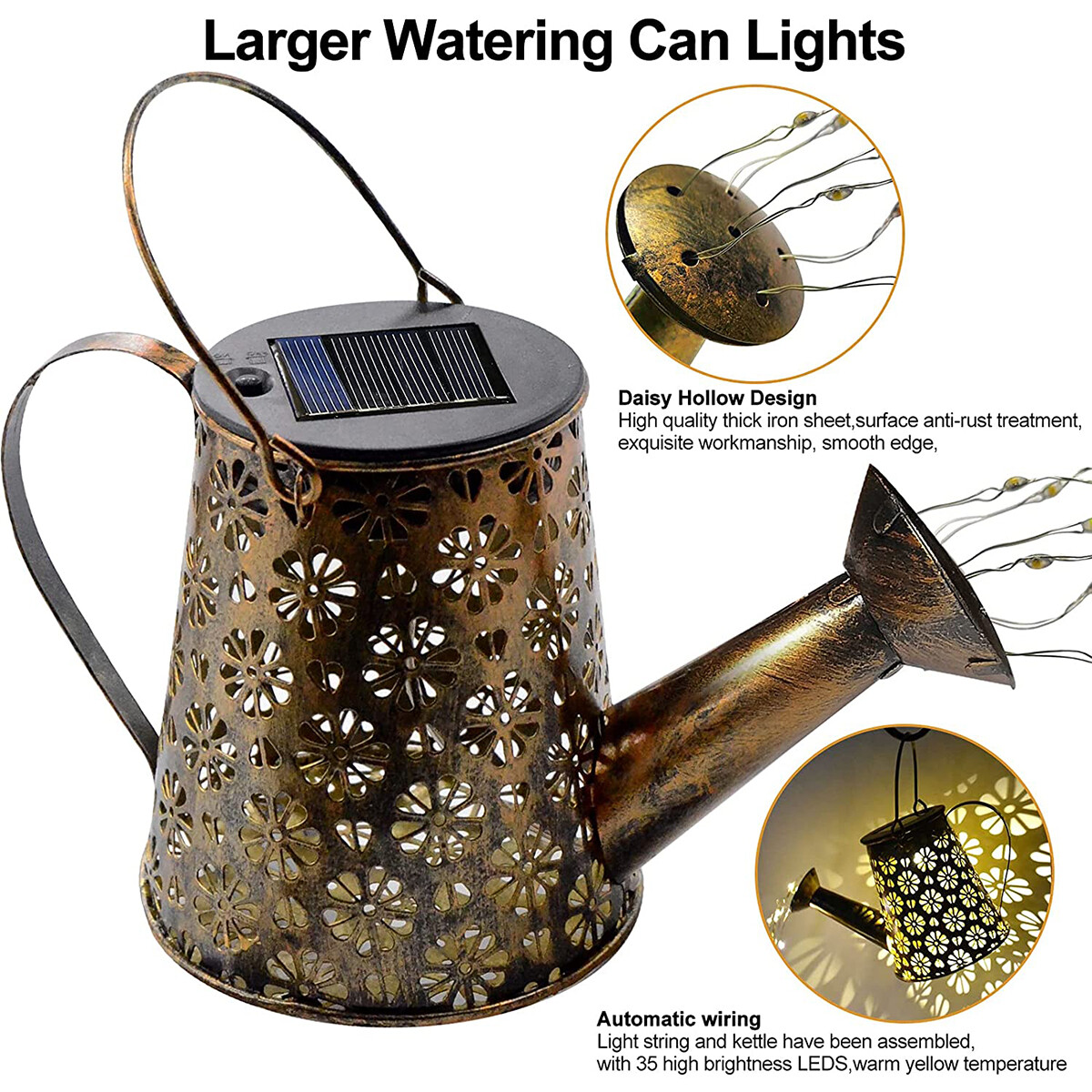 Solar Kettle Lamp Outdoor Hanging Watering Can Light IP64 Waterproof ...