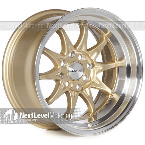 Circuit Performance CP29 15x8 4x100 4x114.3 +0 Gold Wheels Rims (SET OF ...