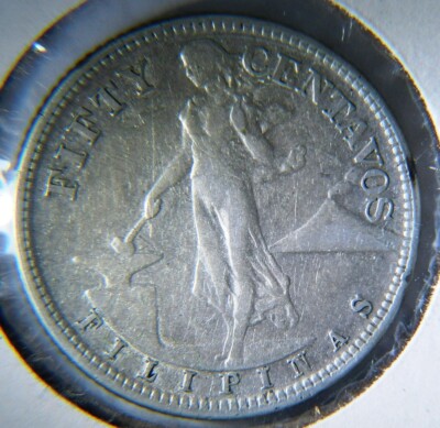 United States of America 1944 Filipinas Fifty Centavos Silver War Coin ...