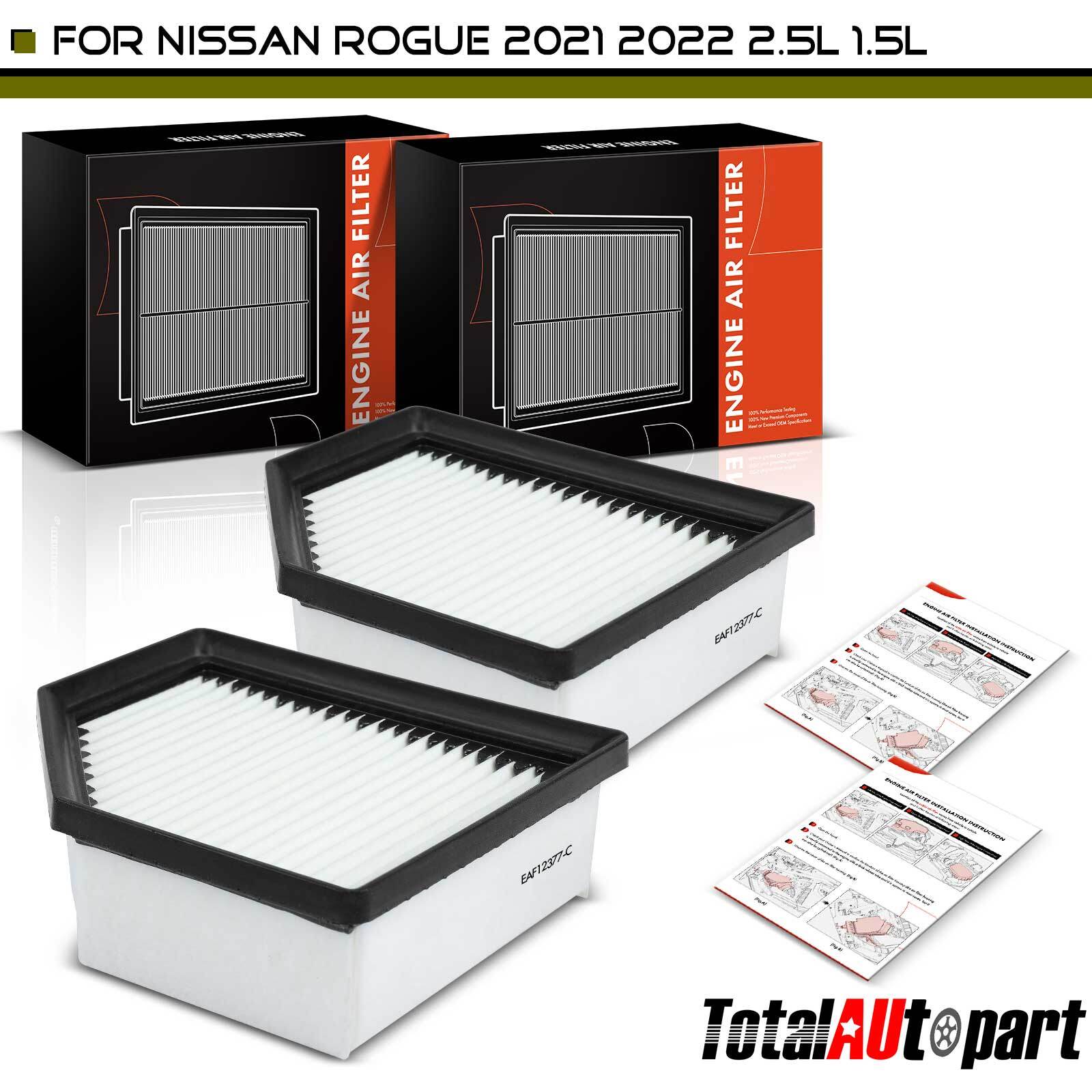 2x Engine Air Filter for Nissan Rogue 2021-2022 L3 1.5L L4 2.5L Front ...