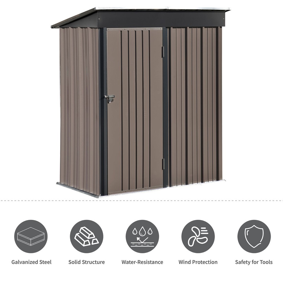 5x3ft Small Garden Shed Pent Roof Garden Storage Shed Lockable ...