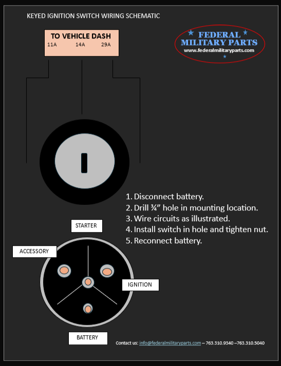 GREEN MILITARY HUMVEE M998 PLUG &PLAY KEYED IGNITION STARTER SWITCH ...
