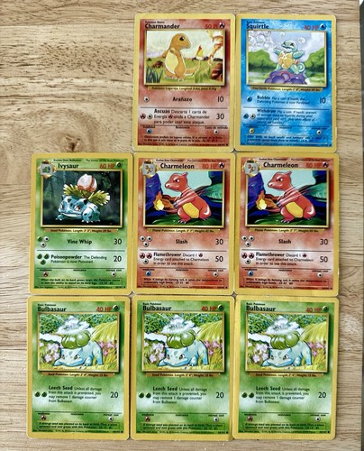 (8) Pokemon Base Set Starter Evolution Lot Charmander Squirtle ...