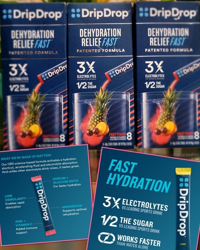 3x DripDrop Hydration Keto Fruit Punch Electrolyte Drink Mix 24ct Single Serving | eBay