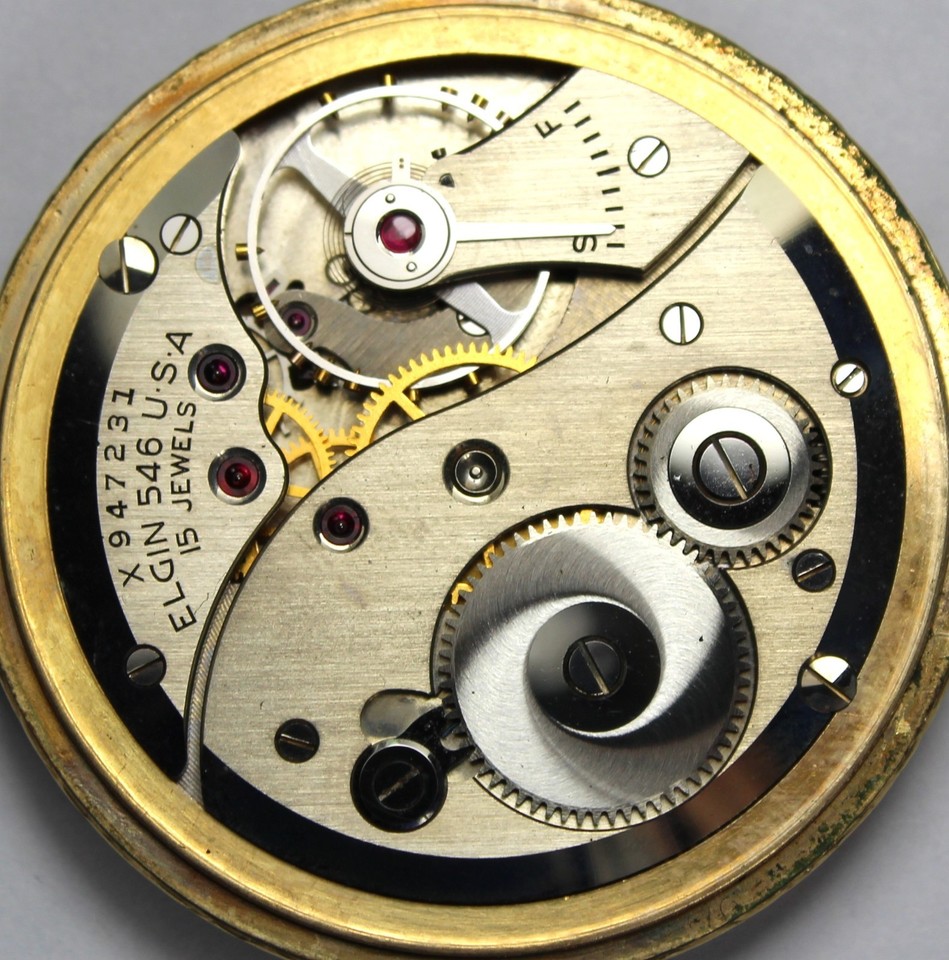 1949 Elgin Grade 546 10s 15j 10k Rolled Gold Plate RGP Pocket Watch ...