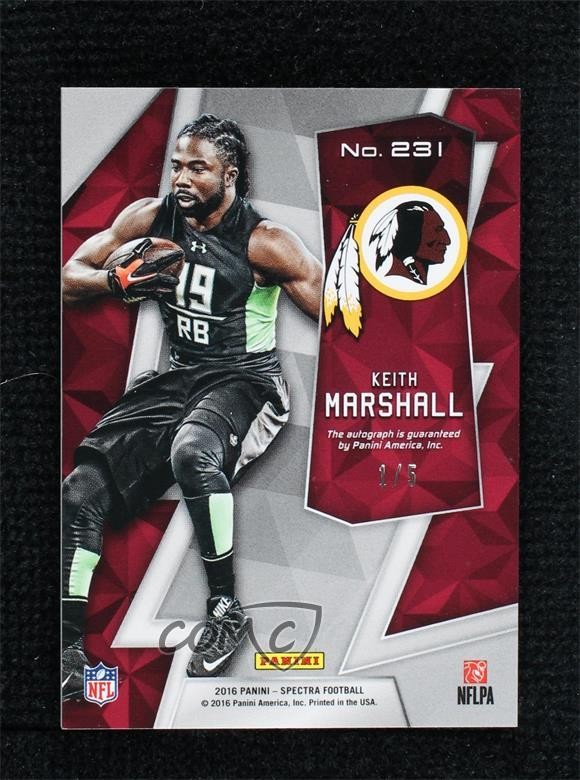 2016 Panini Spectra Neon Orange /5 Keith Marshall #231 Rookie Auto RC ...