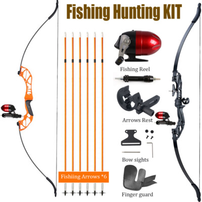 53" Archery Recurve Bowfishing Fishing Reel Kit Arrow Bow Hunting ...