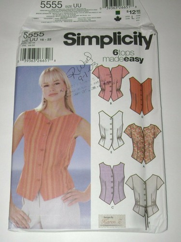 Simplicity 5555 from 2003 TOPS sizes 16-22 UC FF | eBay