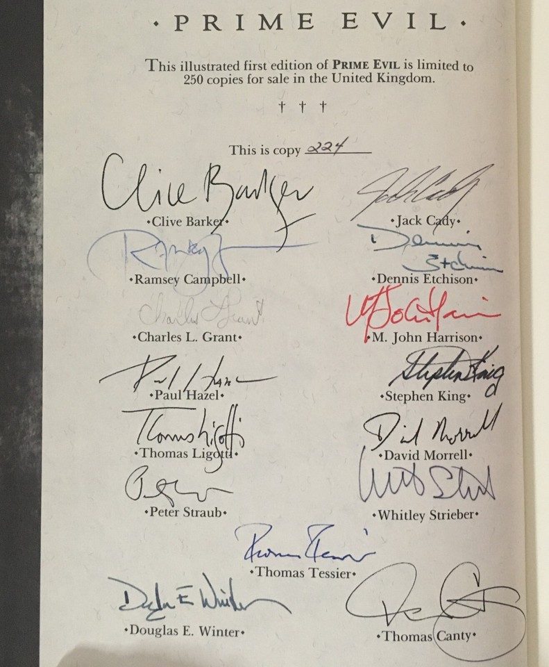 Prime Evil S/N #224/250 Stephen King, Clive Barker + more! | eBay