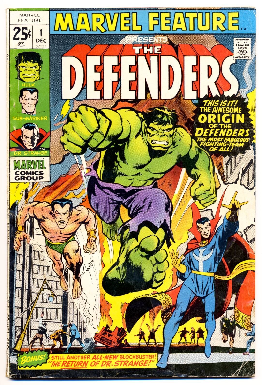 MARVEL FEATURE #1 VG, Origin/1st Defenders. Neal Adams c. Marvel Comics ...