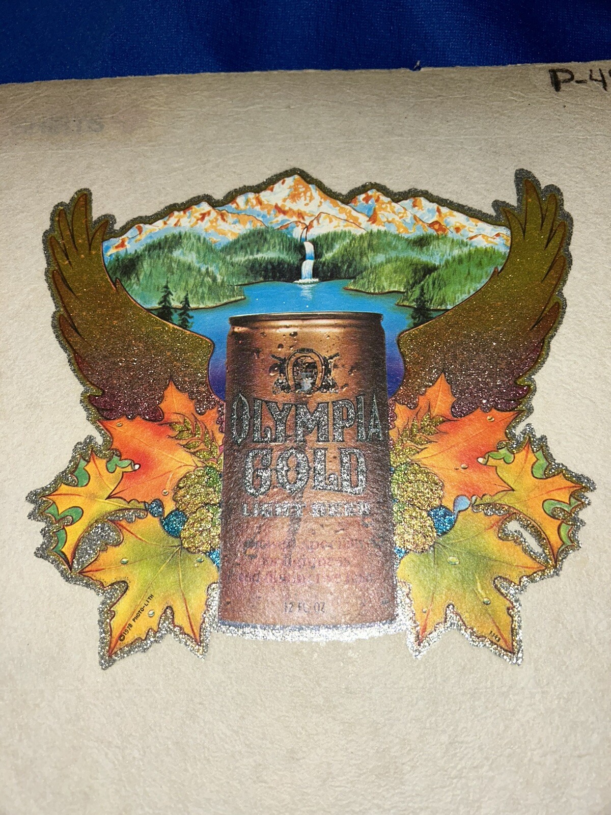 1978 Olympia Gold Beer Glitter Iron-On T-Shirt Graphi… - Gem