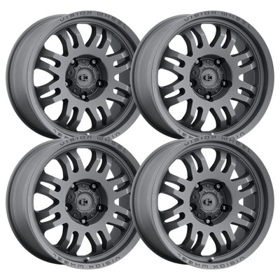 (Set-4) Vision 409 Inferno 17x9 6x4.5 6x114.3 12mm Satin Black Wheels ...