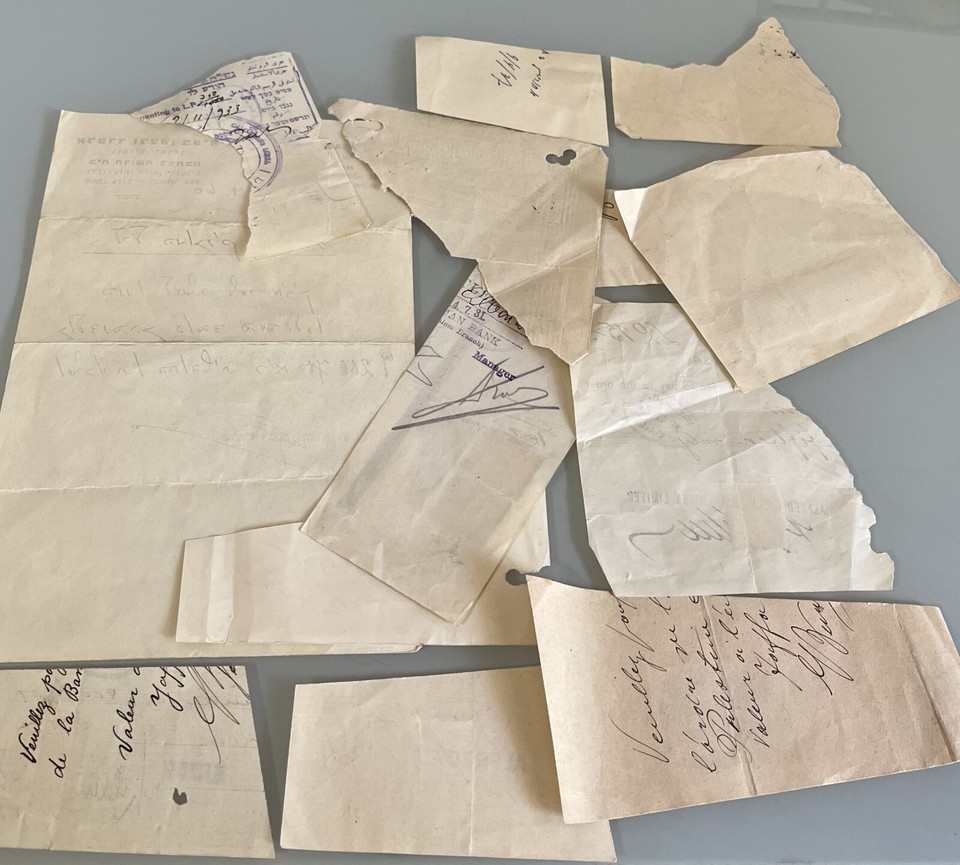 Old paper 13 items of the Alfred Salzmann with Palestine Stamps ...