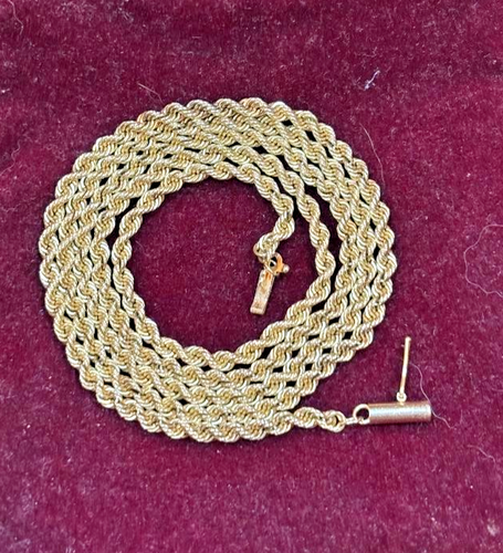 14k Gold 3mm Rope Chain (24 inches) with Barrel Clasp (17.9 grams) | eBay