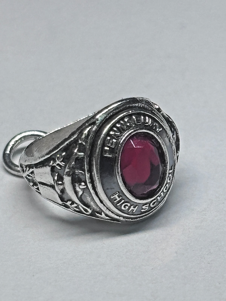 Vintage 925 Silver Red Gemstone Pennsbury High School Ring Charm 4g | eBay