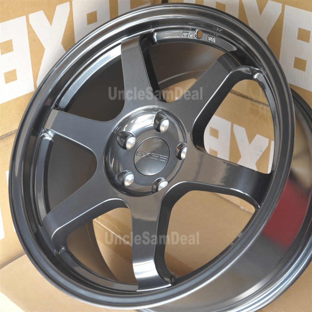 18" 18x8.5 5x108 +35 9SIX9 SIX-1 CARBON GRAY TE 6 SPOKES SPORT WHEELS ...