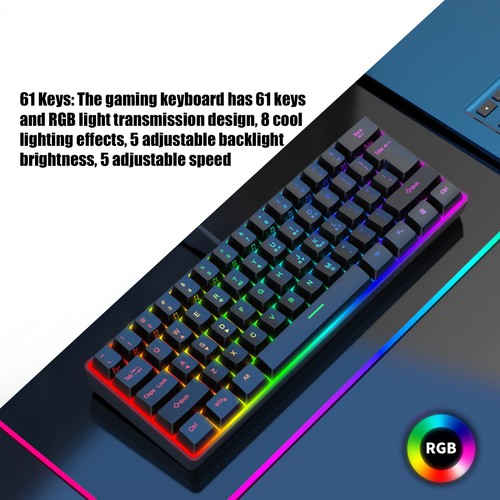Gaming Keyboard FN Combination Shortcut Keys 61 Keys 5 Adjustable ...